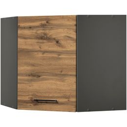 Eckh&auml;ngeschrank KOCHSTATION "KS-Trier", grau (wotaneiche, grafit), B:60cm H:57cm T:60cm, Holzwerkstoff, MDF, Schr&auml;nke, Eckh&auml;ngeschrank, f&uuml;r Stauraum in der Ecke