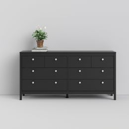 Kommode Home Affaire "Madrid, Aufbewahrung, Schubladenschrank, Stauraum" Sideboards Gr. B/H/T: 159,4 cm x 79,7 cm x 38,4 cm, 8 St., schwarz (schwarz matt) mit 4 kleinen und großen Schubladen, Breite 160 cm