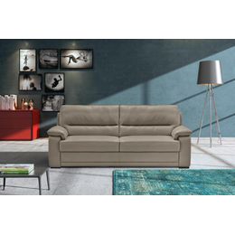 2,5-Sitzer Egoitaliano "Doris, modernes Designersofa, Ledersofa mit erstklassiger Sitzqualit&auml;t", grau (taupe), B:192cm H:90cm T:93cm, Leder &raquo;BULL&laquo; (echtes Rindsleder). Geschliffenes, pigmentiertes und behandeltes Rindsleder mit einer Dicke von 1, 3-1, 5 mm. Dieses Leder zeigt eine ziemlich weiche Hand mit einem halb undurchsichtigen Aussehen. Es handelt sich um ein gesch&uuml;tztes Leder. Eine leichte 