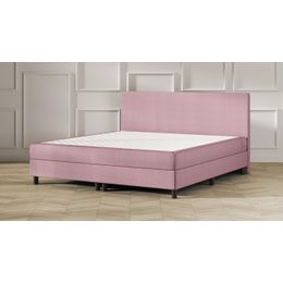 EMMA One Boxspringbett - rosa - 140x200 cm - braune Füße