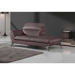 Recamiere Egoitaliano "Sueli, extravagantes Design und erstklassiger Sitzkomfort", braun (dunkelbraun), B:180cm H:100cm T:110cm, Leder »NUVOLE« (Echtes Rindsleder). Halbnatürliches, halbnarbiges Rindsleder mit einer natürlichen Körnung von 1, 2 bis 1, 4 mm. Dieses Leder hat eine weiche, wachsartige Hand mit mattem Aussehen und einem Wolkeneffekt. Es handelt sich um ein Naturleder, das die ursprüng