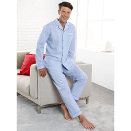 King´S Club Schlafanzug KINGS CLUB Gr. 60/62, blau (bleu, weiß, gestreift, finette) Herren Homewear-Sets