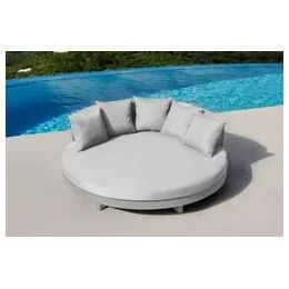 OUTFLEXX Willis Loungebett, hellgrau, Alu/Polyester, Ø175 x 60cm, runde Sonneninsel, inkl. Kissen