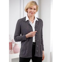 Cardigan CLASSIC Gr. 42, schwarz (schwarz, ecru, meliert) Damen Strickjacken