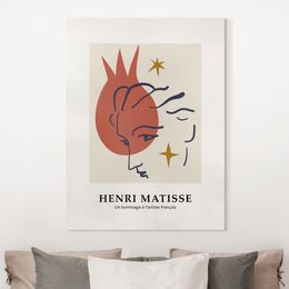 Bilderwelten Leinwandbild originell modern Kunstdruck rot - Matisse Hommage - Gesicht - Wandbild XXL Wohnzimmer Schlafzimmer