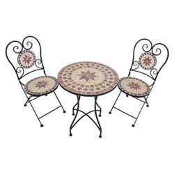 Garden Pleasure Balkonset 3tlg. Mosaik AMARILLO steinrot,grau,hellgrau
