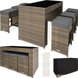 TecTake® Rattan Barset, mit Aluminiumgestell, wetterfest und UV-beständig, 2 Bezugssets