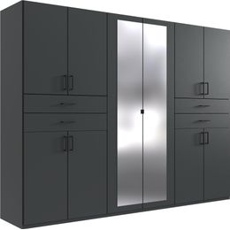 Drehtürenschrank wimex "Taiga Kleiderschrank mit Spiegel OTTOs Choice Topseller" Schränke Gr. B/H/T: 270 cm x 210 cm x 58 cm, 10 St., grau (graphit) mit Schubladen auf bequemer Höhe, TOPSELLER Bestseller