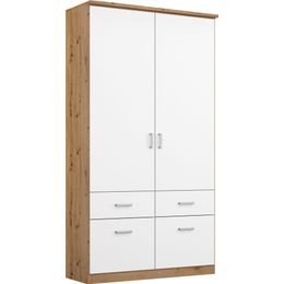 Kleiderschrank Rauch "Kleiderschrank Schrank Garderobe deckenhoher BREMEN" Schränke Gr. B/H/T: 91 cm x 199 cm x 58 cm, ohne Spiegel, 2, weiß (weiß, eiche artisan) in vielen Farben und Ausführungen MADE IN GERMANY