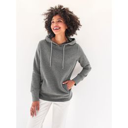 Kapuzensweatshirt Heine Gr. 40, grau (hellgrau, anthrazit, meliert) Damen Sweatshirts