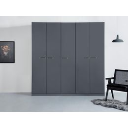 Drehtürenschrank Rauch "Kleiderschrank Schrank Garderobe TOPSELLER OTELI inkl. Inneneinteilung" Schränke Gr. B/H/T: 226 cm x 229 cm x 54 cm, Ohne Spiegel, grau (graumetallic) mit 3 Innenschubladen extra Böden optional Spiegel MADE IN GERMANY