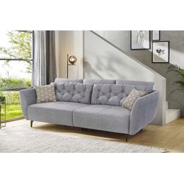 Jockenh&ouml;fer Big-Sofa JOCKENH&Ouml;FER GRUPPE "Spa, im Retrolook mit Wellenfederung", grau (hellgrau), B:251cm T:110cm, Korpus: 100% Polyester;Kissen: 70% Polyacryl, 30% Baumwolle, Sofas, Big-Sofa, und frei im Raum stellbar, inkl. 7 Kissen, Topseller