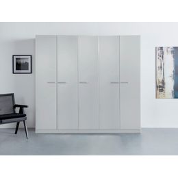 Drehtürenschrank Rauch "Kleiderschrank Schrank Garderobe TOPSELLER OTELI inkl. Inneneinteilung" Schränke Gr. B/H/T: 226 cm x 210 cm x 54 cm, Ohne Spiegel, grau (seidengrau) mit 3 Innenschubladen extra Böden optional Spiegel MADE IN GERMANY