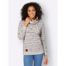 Sweatshirt Casual Looks Gr. 36, grau (hellgrau-marine-bedruckt) Damen Sweatshirts