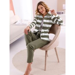 Hausanzug feel good Gr. 36/38, grün (khaki, ecru, bedruckt) Damen Homewear-Sets