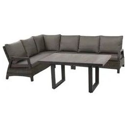 Gartenlounge-Set siena GARDEN "Taranto Eckset" Sitzmöbel-Sets Gr. B/H/T: 136cm x 88cm x 140cm, schwarz (anthrazit, blau, grau) Alu, matt-anthrazit, inkl. Kissen