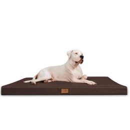 tierlando ® OSCAR VISCO Orthopädische Hundematte Matratze Kunstleder Hundebett braun 1,5 m, 11 cm, 1 m