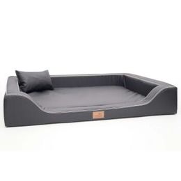 tierlando ® Orthopädisches LUXUS-Hundebett MELODY LATEX Anti-Haar Kunstleder schwarz/ graphit 1,2 m, 22 cm, 85 cm