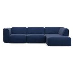 Ecksofa RAUM.ID "Merid jederzeit durch Module erweiterbar L-Form" Sofas Gr. B/H/T: 295cm x 70cm x 162cm, Samtcord, Ottomane rechts, blau als Modul oder separat verwendbar, für individuelle Zusammenstellung