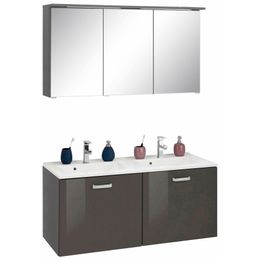 Badmöbel-Set Welltime "Ravenna", grau (grafit, grau), Kastenmöbel-Sets, Doppelwaschplatz, Breite 120 cm