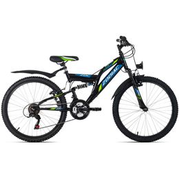 KS-Cycling Jugendfahrrad KS CYCLING "Zodiac" Fahrräder Gr. 38 cm, 24 Zoll (60,96 cm), schwarz (schwarz, grün, schwarz) Kinder für Herren, Kettenschaltung