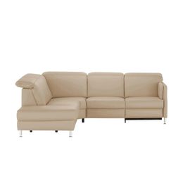 meinSofa Leder-Ecksofa Leon ¦ beige ¦ Maße (cm): B: 259 H: 83 T: 236