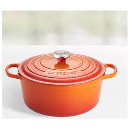 Le Creuset Signature Bräter 22 cm rund ofenrot, Emaille hell 24147260684