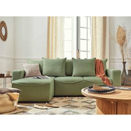 Lisa Design - Capucine - ecksofa beidseitig montierbar - schlaffunktion und bettkasten - 4 sitzplätze - aus stoff - salbeigrün