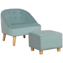 HOMCOM Kindersessel Kindersofa mit Fußhocker Kindercouch ab 3 Jahren Kindermöbel Kinderzimmer Samtoptik Euk