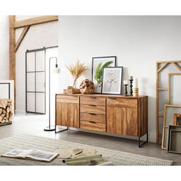 DeLife Sideboard Nook 180 cm Sheesham Natur 2 Türen 4 Schübe, Sideboards