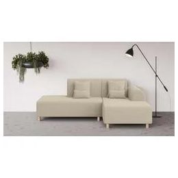 Ecksofa Inosign "Suyala" Sofas Gr. B/H/T: 258cm x 85cm x 168cm, Struktur, Recamiere rechts, ohne Hocker, grau (taupe) L-Form mit Hocker