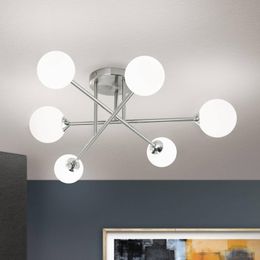 Orion Deckenlampe Snowwhite mit Gestänge, 6fl., nickel