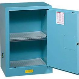 Justrite FM-Chemikalienschrank Compac Sure-Grip® EX, für Ätzmittel, bis 45 Liter, selbstschließende Türen, blau