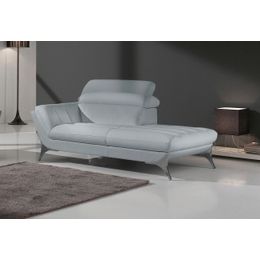 Recamiere Egoitaliano "Sueli, extravagantes Design und erstklassiger Sitzkomfort", blau (himmel), B:180cm H:100cm T:110cm, Leder »NUVOLE« (Echtes Rindsleder). Halbnatürliches, halbnarbiges Rindsleder mit einer natürlichen Körnung von 1, 2 bis 1, 4 mm. Dieses Leder hat eine weiche, wachsartige Hand mit mattem Aussehen und einem Wolkeneffekt. Es handelt sich um ein Naturleder, das die ursprünglichen