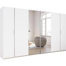 Schwebetürenschrank Rauch "Kleiderschrank Drehtürenschrank Schrank Garderobe KRONACH TOPSELLER" Schränke Gr. B/H/T: 354 cm x 210 cm x 59 cm, 4 St., weiß mit Dreh- und Schwebetüren Spiegel, viele Böden MADE IN GERMANY