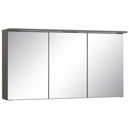 Spiegelschrank Welltime "Ravenna" Schränke Gr. B/H/T: 120 cm x 66 cm x 20 cm, Front mit Spiegel aus ESG-Sicherheitsglas beklebt, 3 St., grau (graphit) Breite 120 cm, mit LED Beleuchtung