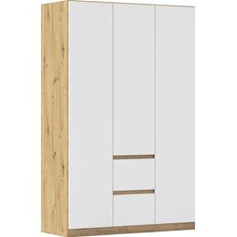 Drehtürenschrank Rauch "Kleiderschrank Schrank Garderobe Garderobenschrank MAINZ" Schränke Gr. B/H/T: 136 cm x 210 cm x 54 cm, 3 St., weiß (eiche artisan, alpinweiß) grifflose Front, Außentüren mit Push-to-Open Funktion MADE IN GERMANY