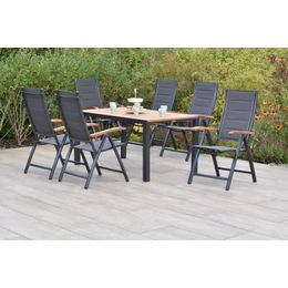 Garten-Essgruppe Merxx "»Paxos«" Sitzmöbel-Sets grau (grau, grau, graphit) Tisch: LxB: 150x90 cm