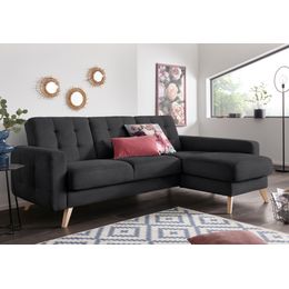 Ecksofa exxpo - SOFA FASHION "Nappa, kompakt und komfortabel, bequem, zeitloses Design, L-Form", grau, B:222cm H:87cm T:156cm, Samtvelours (100% Polyester);Webvelours (100% Polyester), Sofas, Ecksofa, tolle Detailverarbeitung, inkl. Bettfunktion und Bettkasten