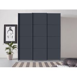 Schwebetürenschrank Rauch "Kleiderschrank Schrank Garderobe TOPSELLER OTELI inkl. Inneneinteilung" Schränke Gr. B/H/T: 203 cm x 229 cm x 62 cm, grau (graumetallic) mit 3 Innenschubladen sowie zusätzlichen Einlegeböden MADE IN GERMANY