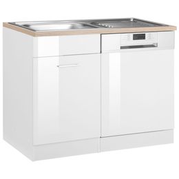 Spülenschrank KOCHSTATION "KS-Haiti", weiß (weiß hochglanz), B:110cm H:85cm T:60cm, Schränke, mit Tür/Sockel für Geschirrspüler