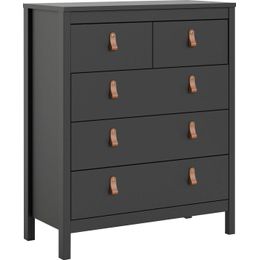 Kommode Home Affaire "Madrid, Aufbewahrung, Schubladenschrank, Stauraum" Sideboards Gr. B/H/T: 82,1 cm x 98,9 cm x 38,4 cm, 5 St., schwarz (schwarz matt) mit 5 Schubladen, Breite 82 cm, Höhe 99 cm