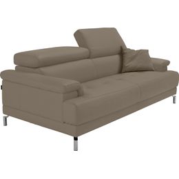2,5-Sitzer Egoitaliano "Soul, Design und Sitzkomfort auf hohem Niveau, tolle Details", grau (taupe), B:200cm H:76cm T:106cm, Leder &raquo;BULL&laquo; (echtes Rindsleder). Geschliffenes, pigmentiertes und behandeltes Rindsleder mit einer Dicke von 1, 3-1, 5 mm. Dieses Leder zeigt eine ziemlich weiche Hand mit einem halb undurchsichtigen Aussehen. Es handelt sich um ein gesch&uuml;tztes Leder. Eine leichte Deckschic