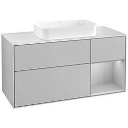 Villeroy & Boch Villeroy und Boch Finion Waschtischunterschrank F301GJGJ 120cm, Abdeckplatte white matt, Regal rechts Light grey matt, Light grey matt