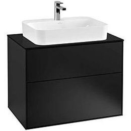 Villeroy & Boch Villeroy und Boch Finion Waschtischunterschrank F34200PD 80x60,3cm, Abdeckplatte black matt, Black matt lacquer