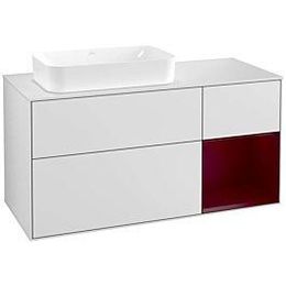 Villeroy & Boch Villeroy und Boch Finion Waschtischunterschrank G281HBMT 120cm, Abdeckplatte white matt, Emotion, Regal rechts Peony, White matt lacquer