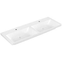 Villeroy & Boch Villeroy und Boch Subway 3.0 Schrank-Doppelwaschtisch 4A71D101 130x47cm, mit je 1 Hahnloch/ohne Überlauf, weiß