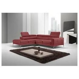 Ecksofa Egoitaliano "Claudie, Designsofa mit extrakomfortablem Sitzkomfort" Sofas Gr. B/H/T: 268cm x 97cm x 226cm, Leder BULL, Recamiere links, mit Kopfteilverstellung, rot (burgundy) Inkl. Kopfteilverstellung, L-Form