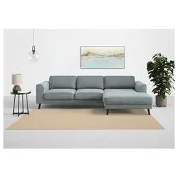 Ecksofa Trendmanufaktur "Lumber Jack, elegantes Designsofa, L-Form" Sofas Gr. B/H/T: 280cm x 85cm x 167cm, Cord, Recamiere rechts-Bettfunktion links, mit Bettfunktion-mit Bettkasten, blau (aqua glas) wahlweise mit Bettfunktion u. Bettkasten