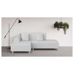 Ecksofa Inosign "Suyala" Sofas Gr. B/H/T: 258cm x 85cm x 168cm, Boucle, Recamiere links, ohne Hocker, grau (hellgrau) L-Form mit Hocker